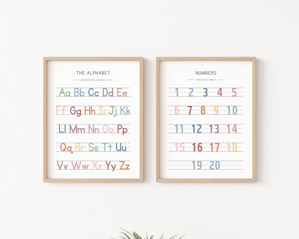 Rainbow Alphabet Poster Handwriting Chart Print Educational - Etsy