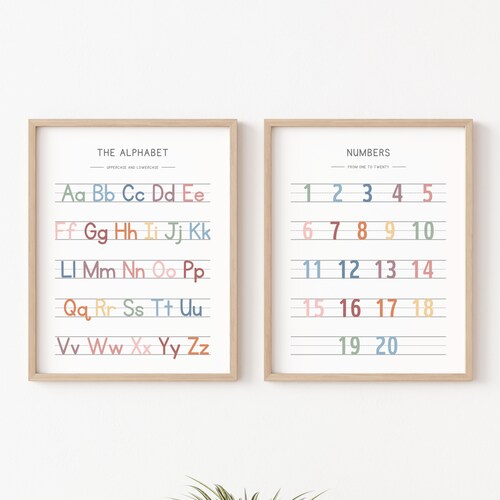 Rainbow Alphabet Poster Handwriting Chart Print Educational - Etsy