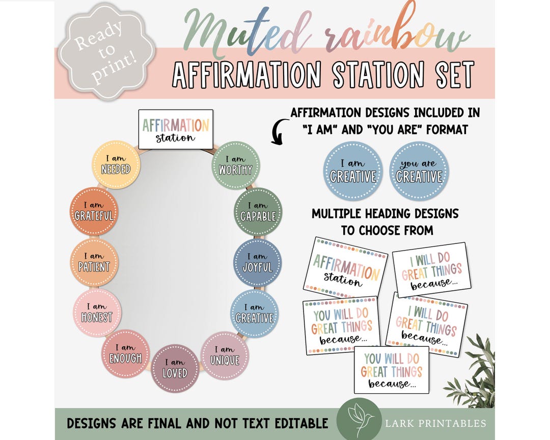Boho Rainbow Student Affirmation Station Printables, Classroom Decor ...