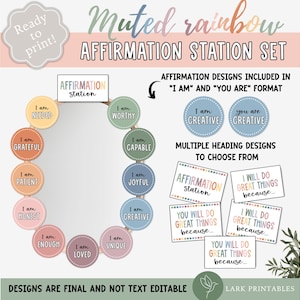 Boho Rainbow Student Affirmation Station Printables, Classroom Decor ...