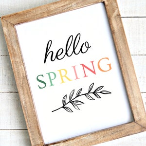 Hello Spring Printable, Printable Wall Art, Hello Spring Sign ...
