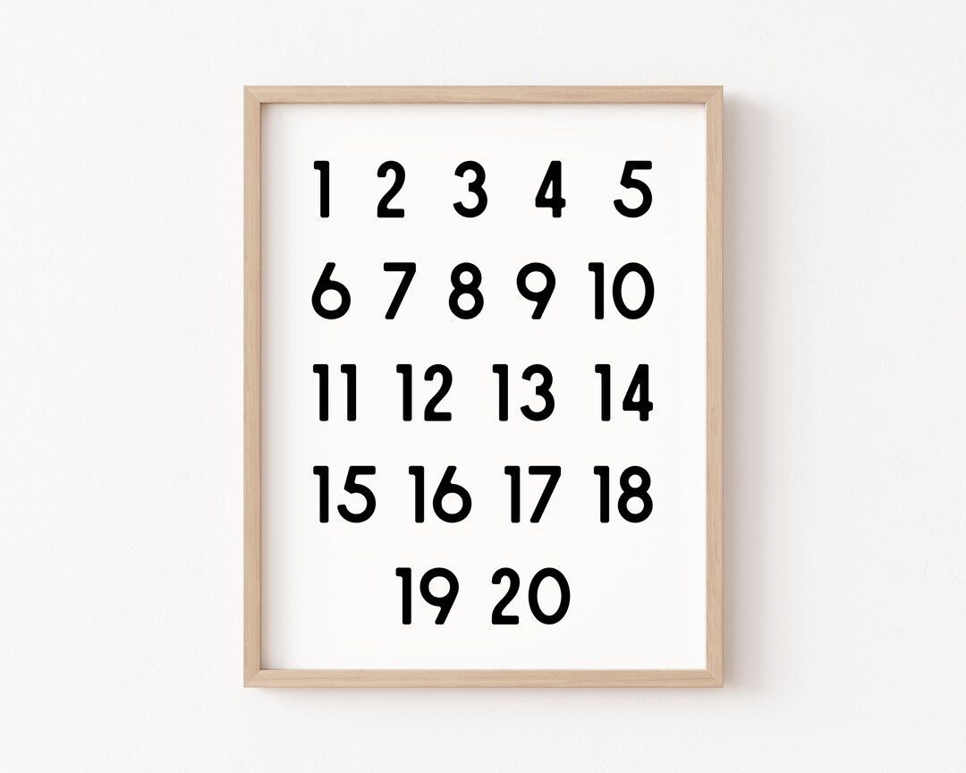 Number Poster 123 Print Black and White Numbers Neutral Nursery ...