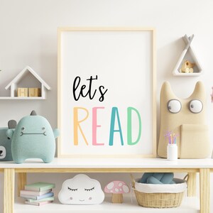 Let's Read Sign, Playroom Printable, Kids Read Wall Art, Playroom ...
