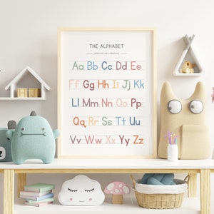 Rainbow Alphabet Poster, Handwriting Chart Print, Educational Wall Art ...