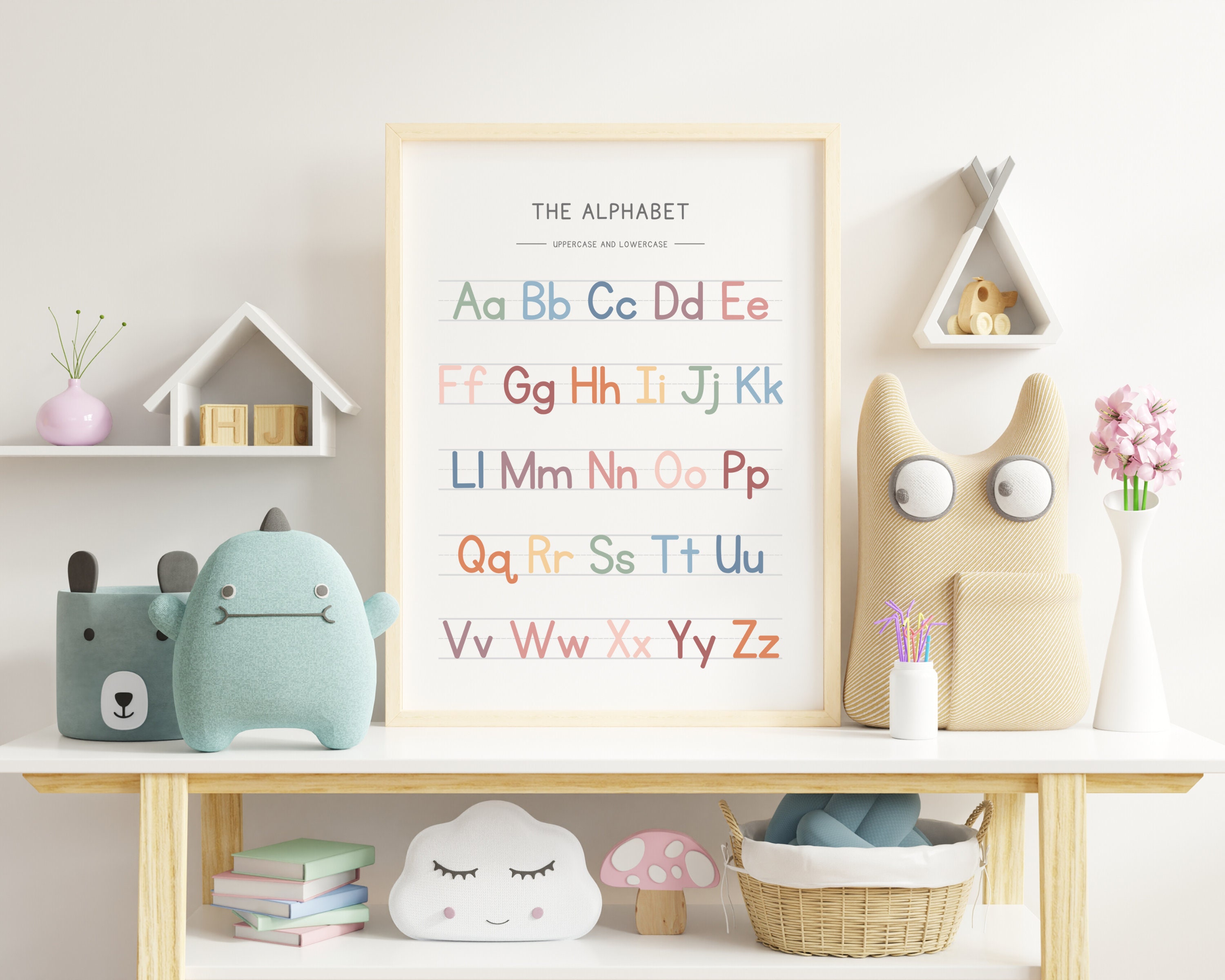 Rainbow Alphabet Poster Handwriting Chart Print Educational - Etsy