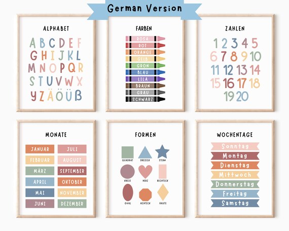 Set of 6 German Educational Prints Homeschool Classroom - Etsy