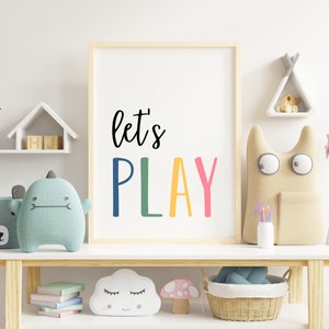 Let's Play Sign, Playroom Printable, Let's Play Wall Art, Playroom ...