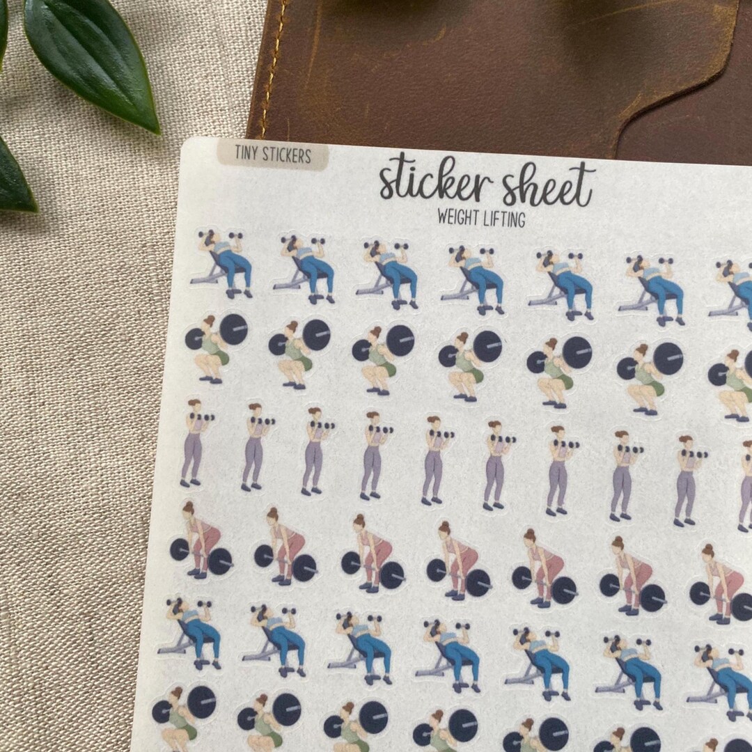 Tiny Stickers | Weight Lifting Sticker Sheet | Transparent Matte ...