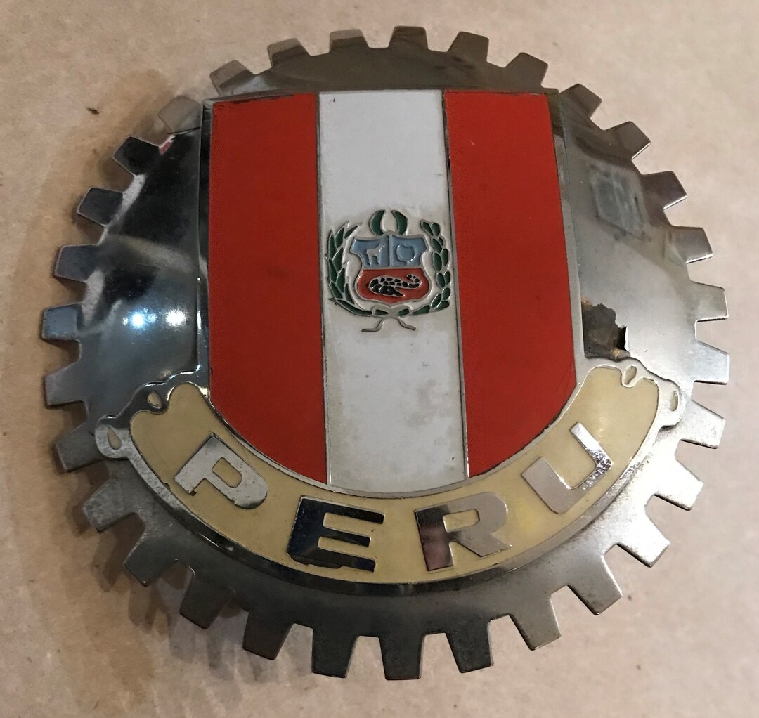 Badge Automobile Auto Car Peru Peruvian Gear Shaped Made of Metal and ...