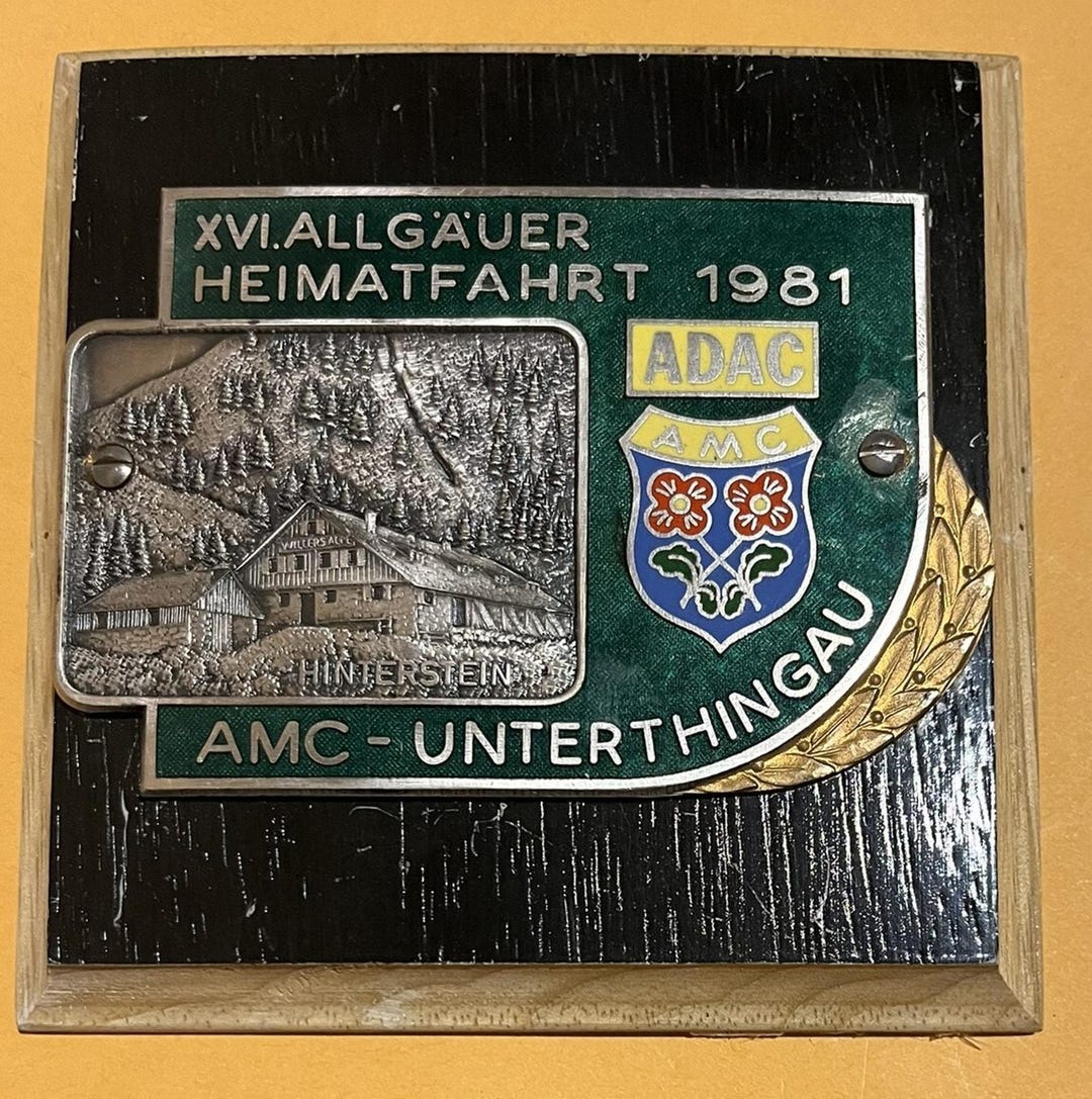 Badge Auto Car German Rally Tour Club Grille Plaque ADAC #2198 1981 ...
