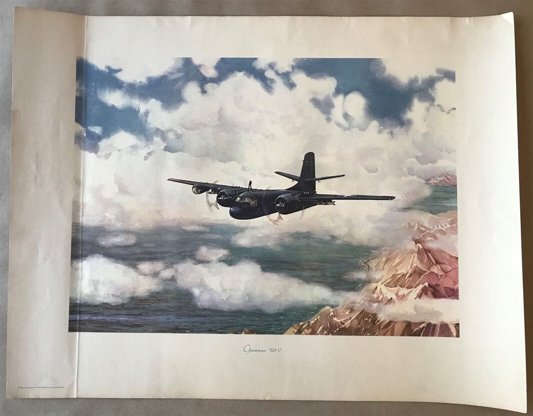 Grumman Print S2f-1 Aircraft Plane by Artist Wayne L Davis 1953 ...