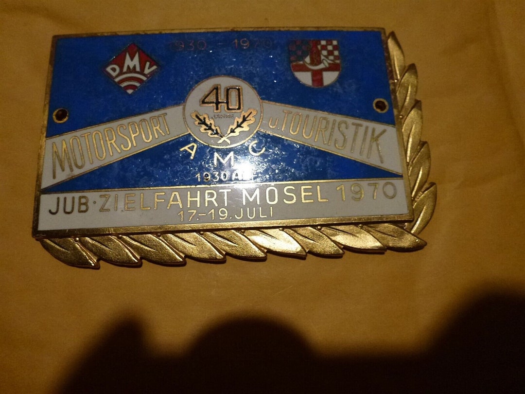 Badge Auto Car German Rally #396 1970 AMC 40 Years Mosel Jub Zielfahrt ...