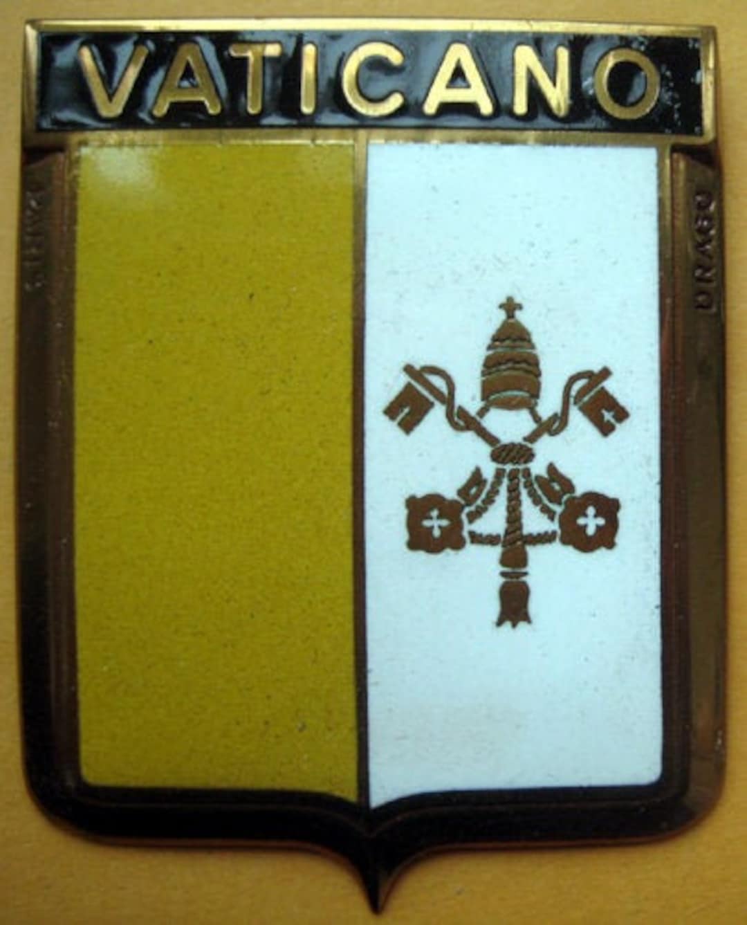 Badge Vaticano Vatican Italia Italy Italian Auto Car NOS 1950s Original ...