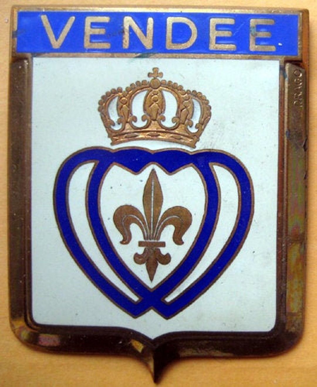 Badge Vendee France French Auto Car NOS 1950s Original Made of Enamel ...