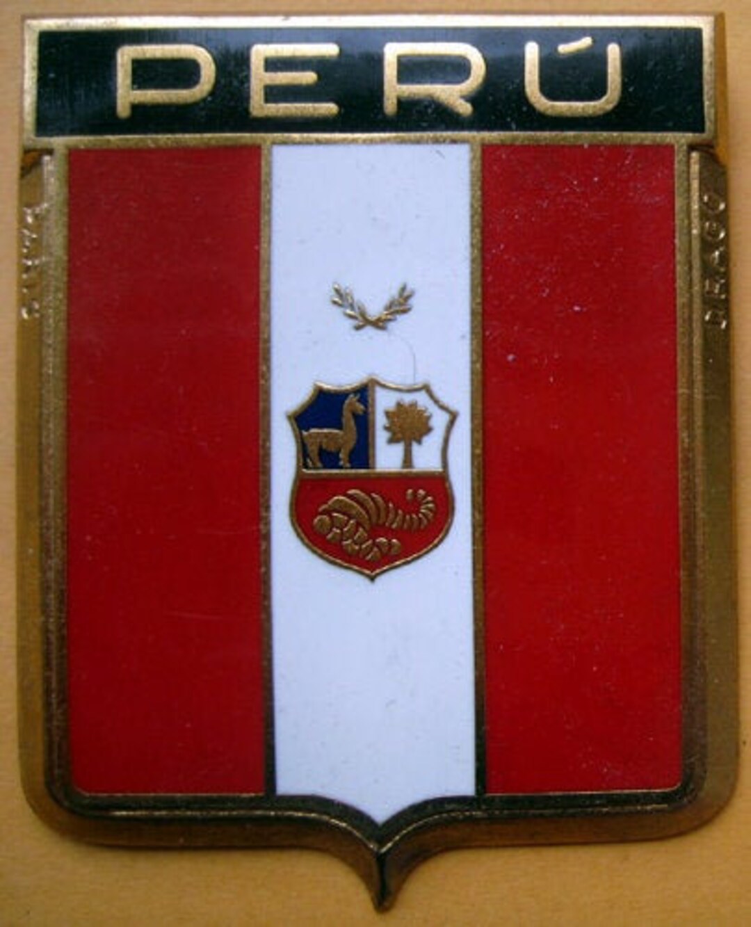 Badge Peru Peruvian South America Auto Car NOS 1950s Original Made of ...
