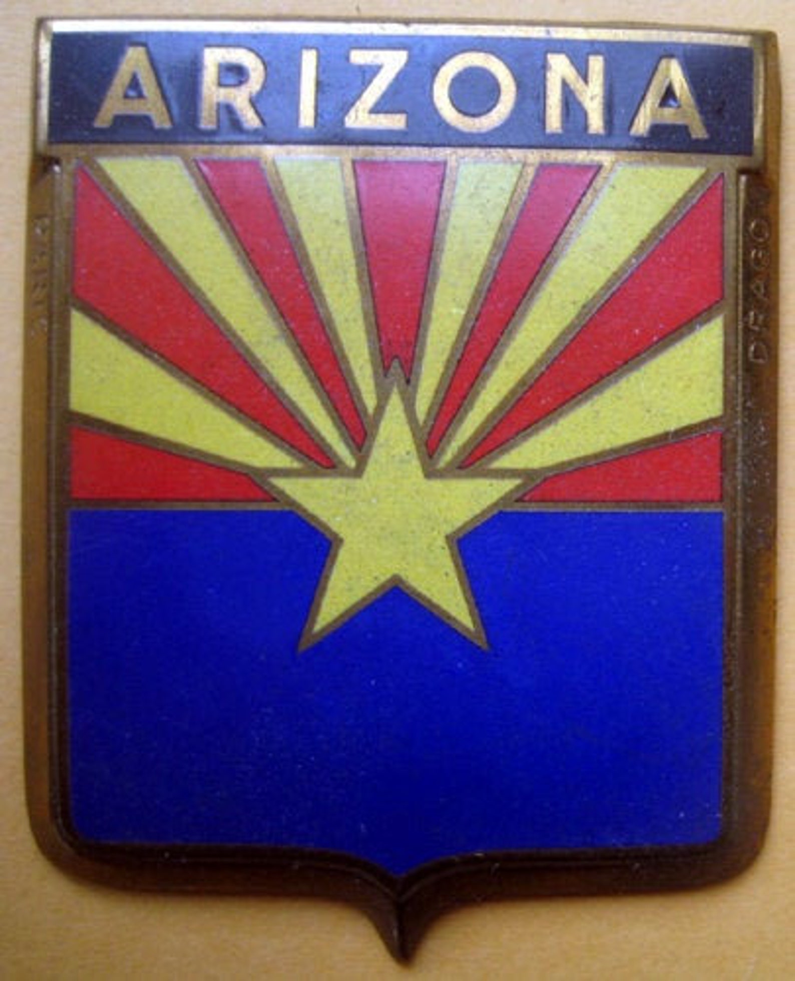 Badge Arizona USA State America American Auto Car NOS 1950s Original ...