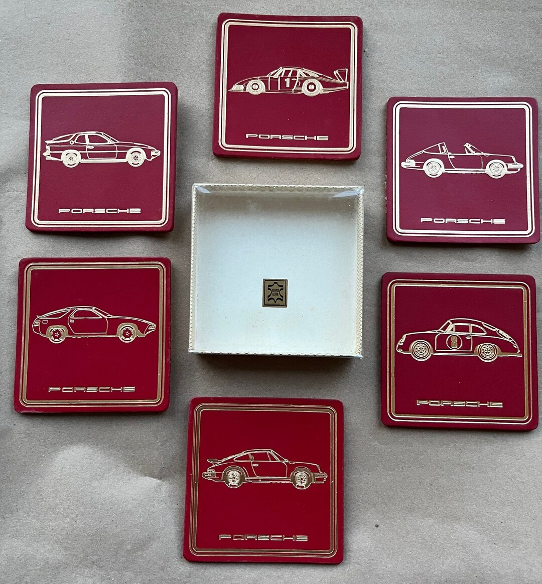 Porsche Original Vintage Porsche Leather Coasters Featuring Road & Race ...