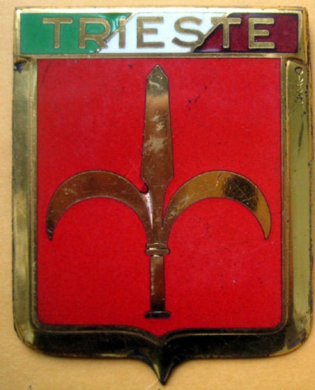 Badge Trieste Italia Italy Italian Auto Car NOS 1950s Original Made of ...