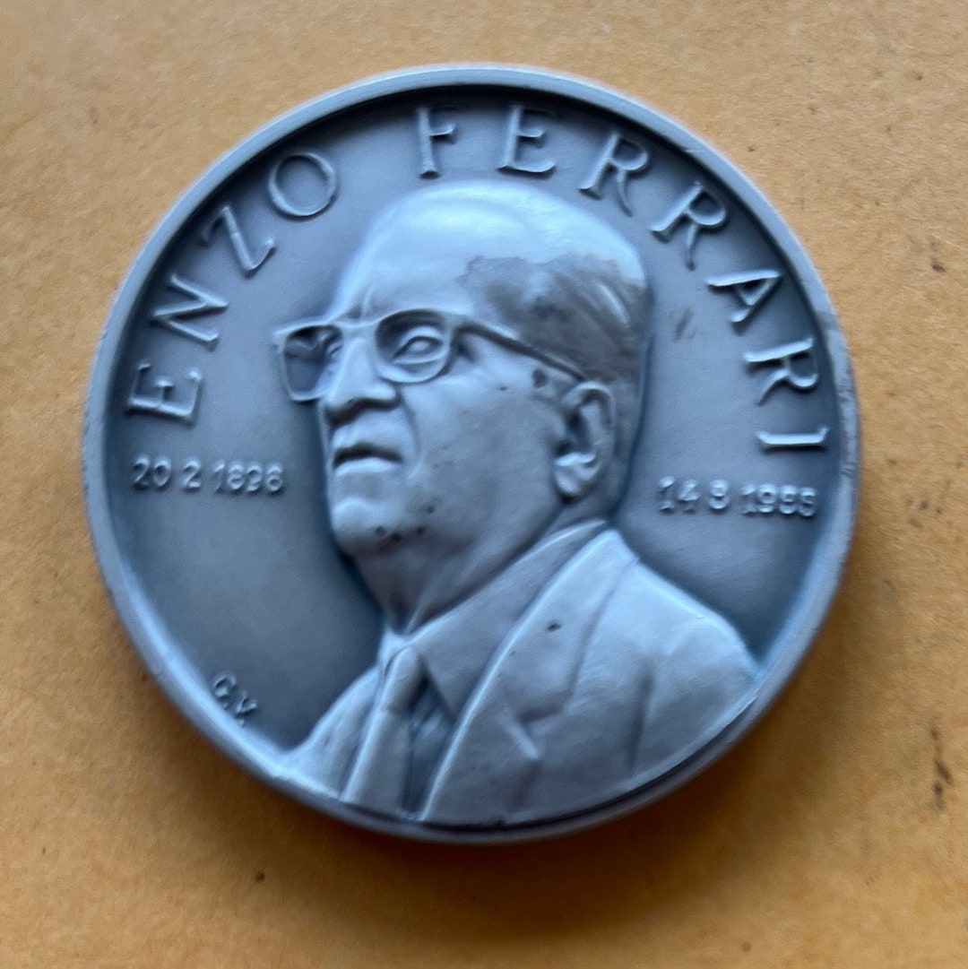 Badge Auto Car Racing Italy Italia Enzo Ferrari Silver Commemorative ...