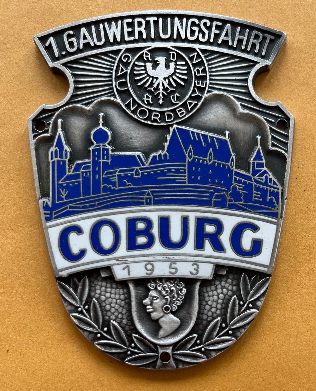 Badge Auto Car German Rally 670 1953 Coburg 1st Nordbayern ADAC Germany ...