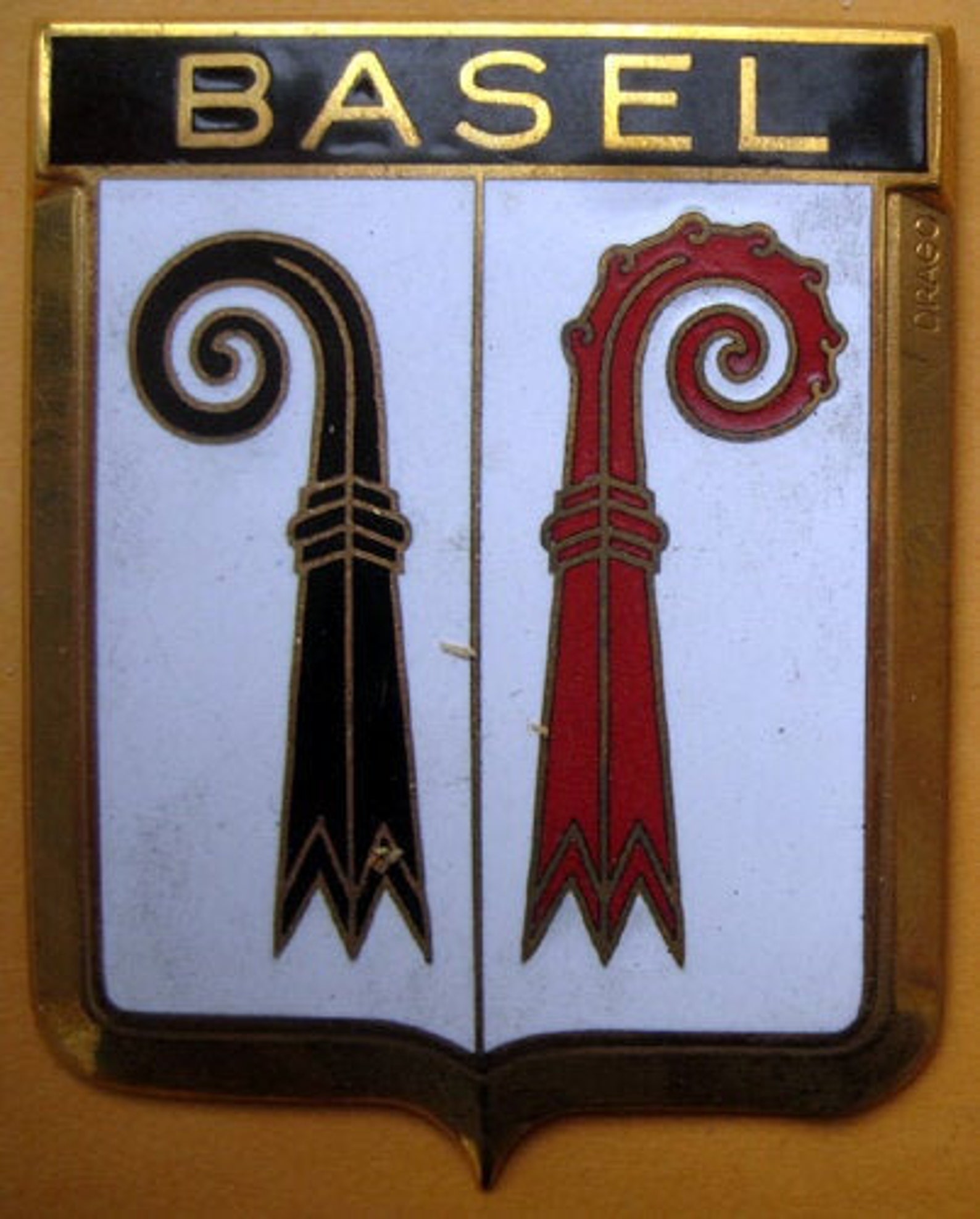Badge Basel Switzerland Swiss Auto Car NOS 1950s Original Made of ...