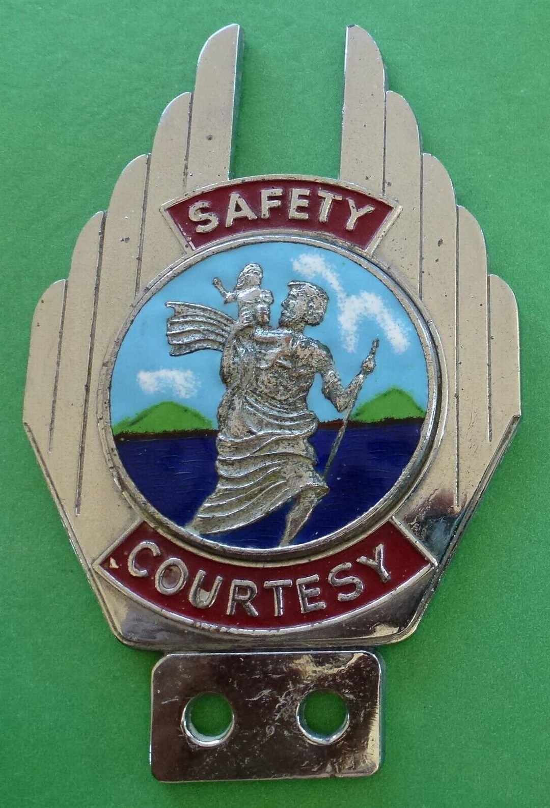 Badge Saint-christopher Auto Car Radiator Grill Safety Courtesy Blue ...