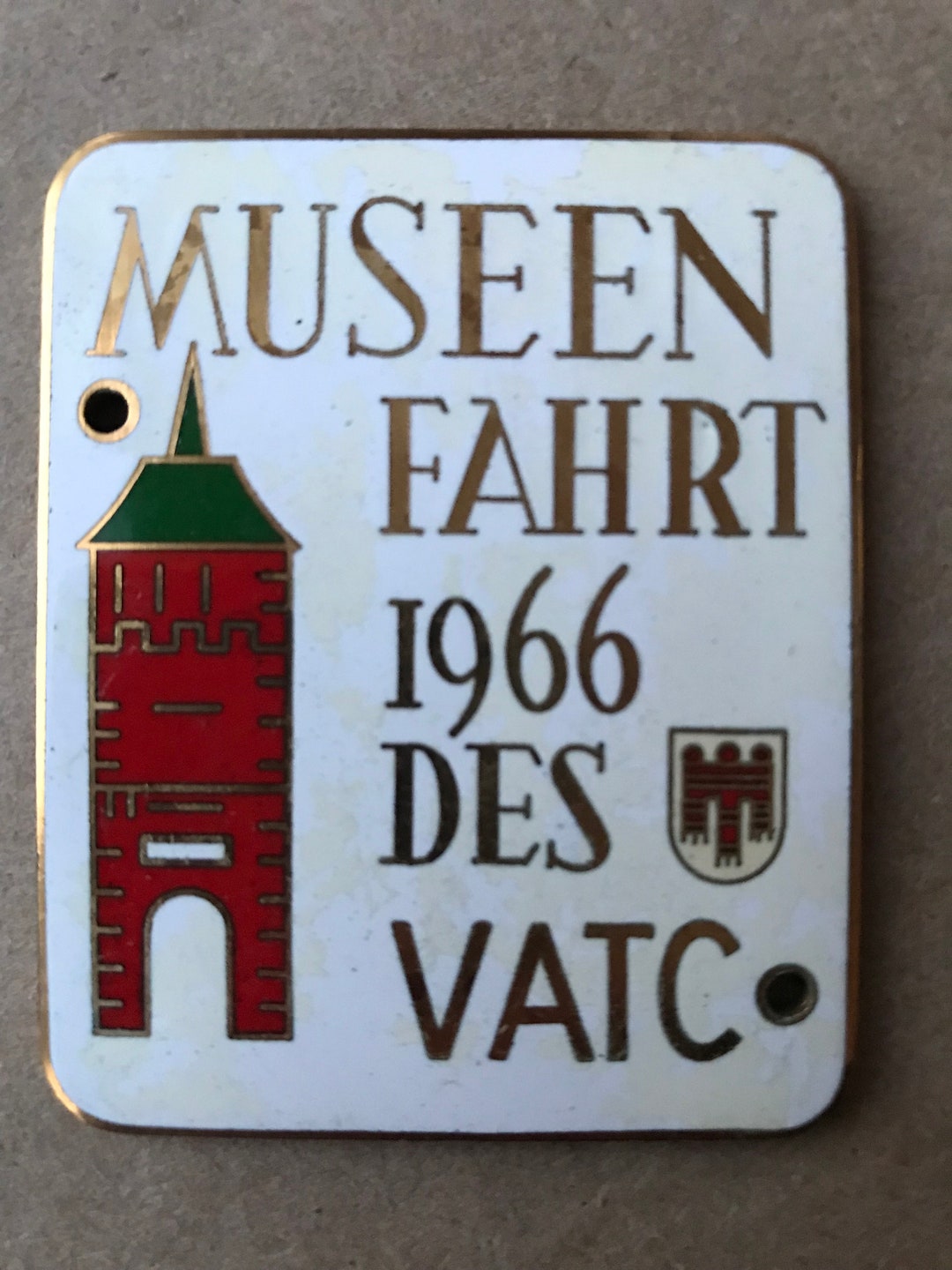 Badge Auto Car German Rally #112 1966 Museen Fahrt Des VATC Germany ...