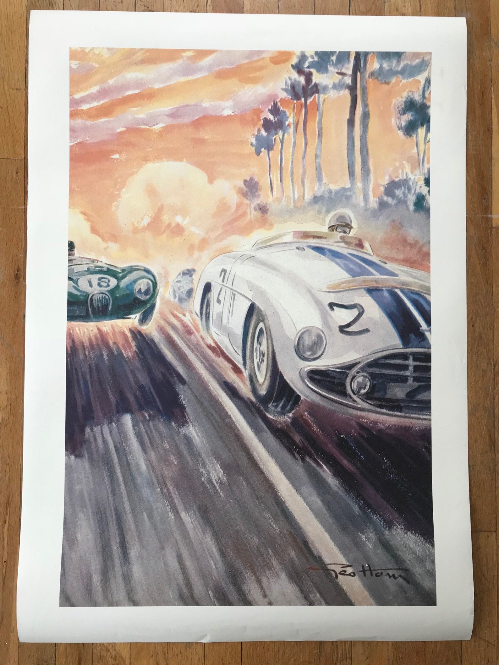 Poster Reproduction of Geo Ham Cunningham C5 R Jaguar C 1953 24 Hours ...
