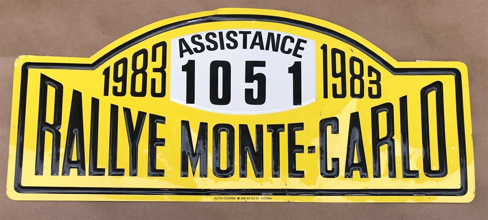 Rally Plate Auto Car Rallye Monte-carlo 1983 Assistance 1051 Monaco ...