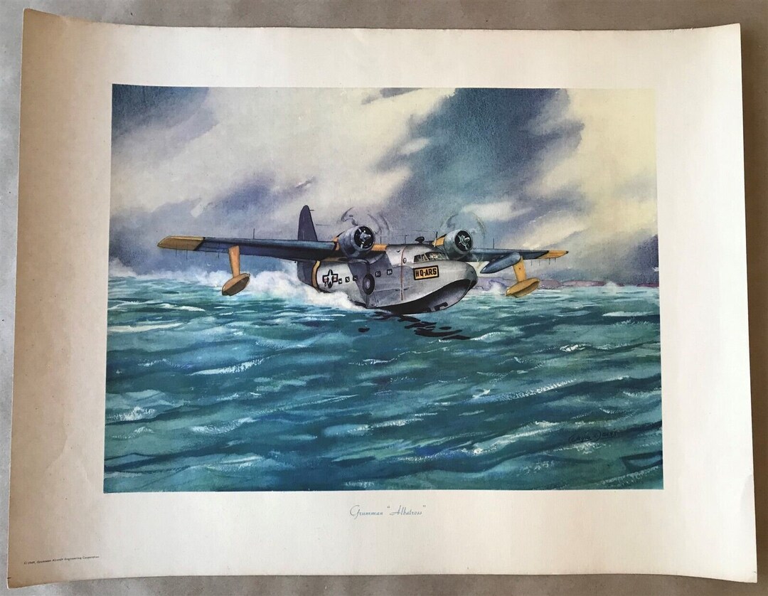 Grumman Print Albatross Triphibian Aircraft Plane by Artist Wayne L ...