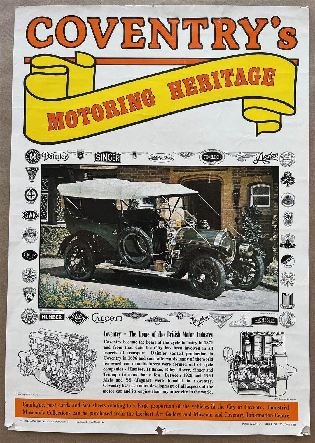 Poster 1980'S 1990'S Coventry's Motoring Heritage 1910 Maudslay 7 Seat ...