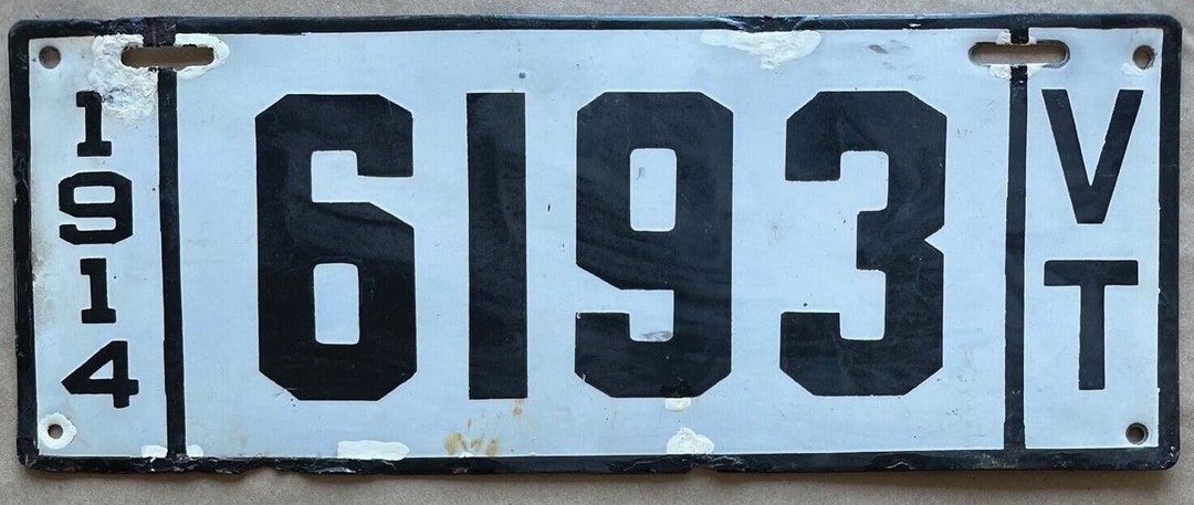 License Plate USA Vermont 1914 # 6193 VT. 1914 Porcelain - Etsy