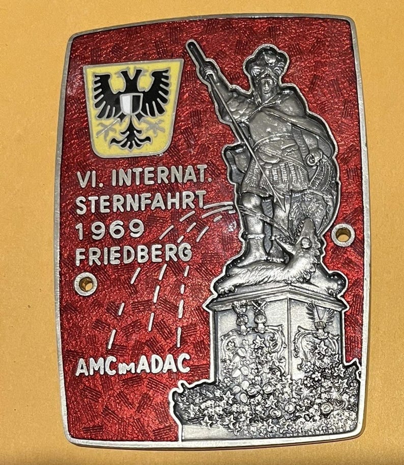 Badge Auto Car German Rally Tour Club Grille Plaque 1969 #1259 ...