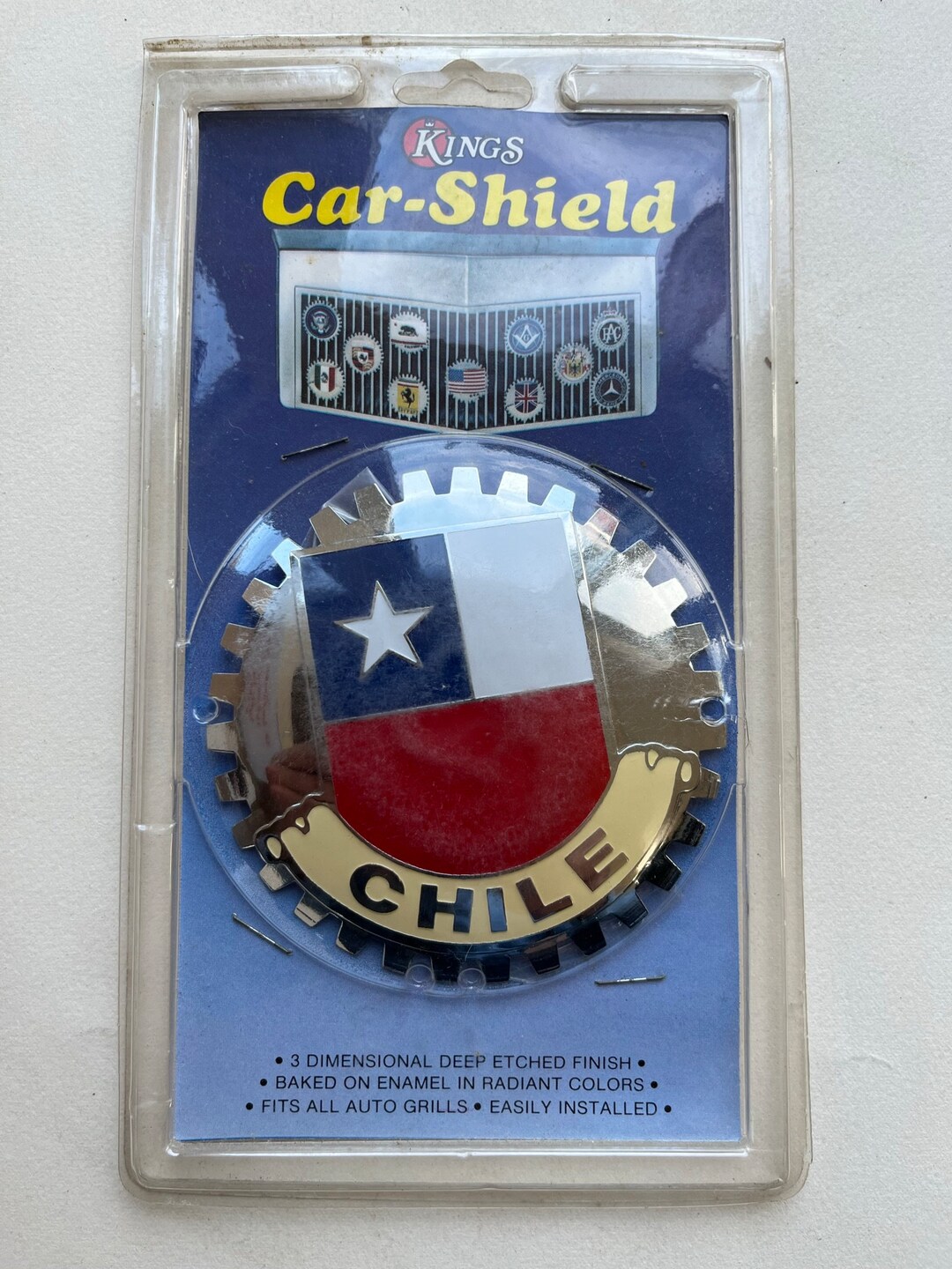 Badge Kings Car Shield Chile Chilean Automobile Auto Car Chileno White ...