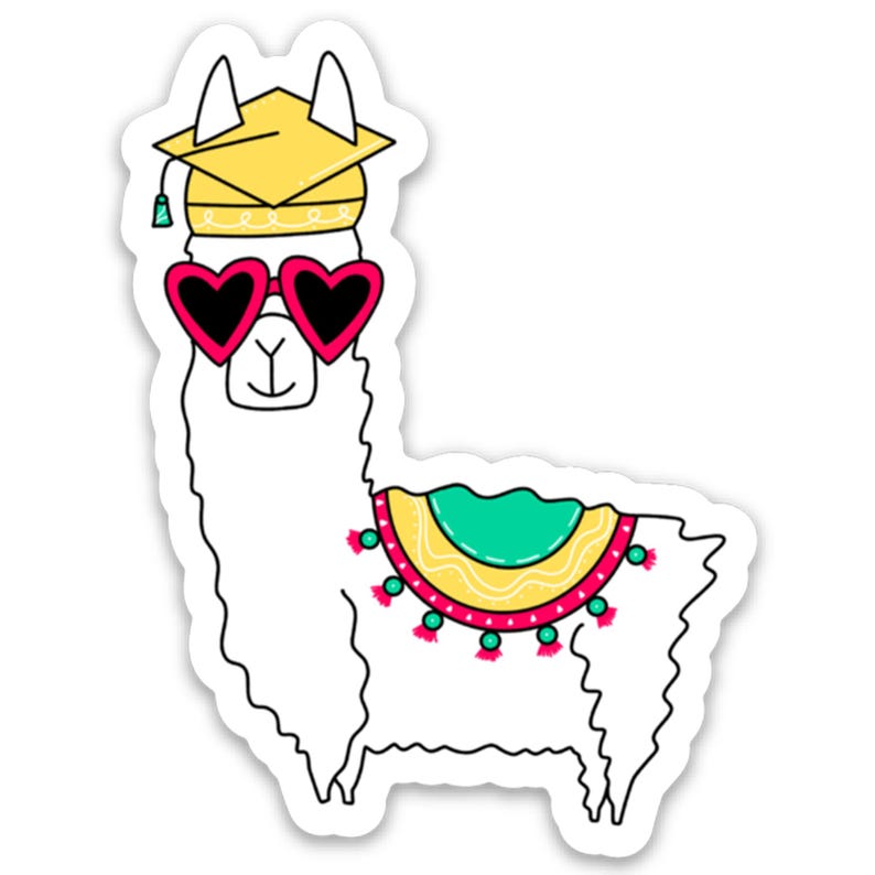 Graduation Llama Sticker - Etsy