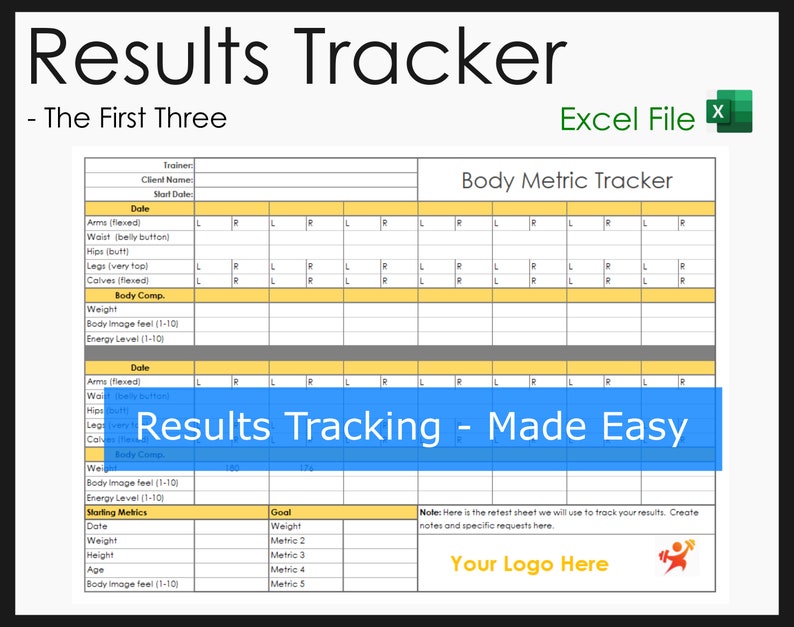 Results Tracker | EDITABLE Excel File | Workout | Printable Pdf ...