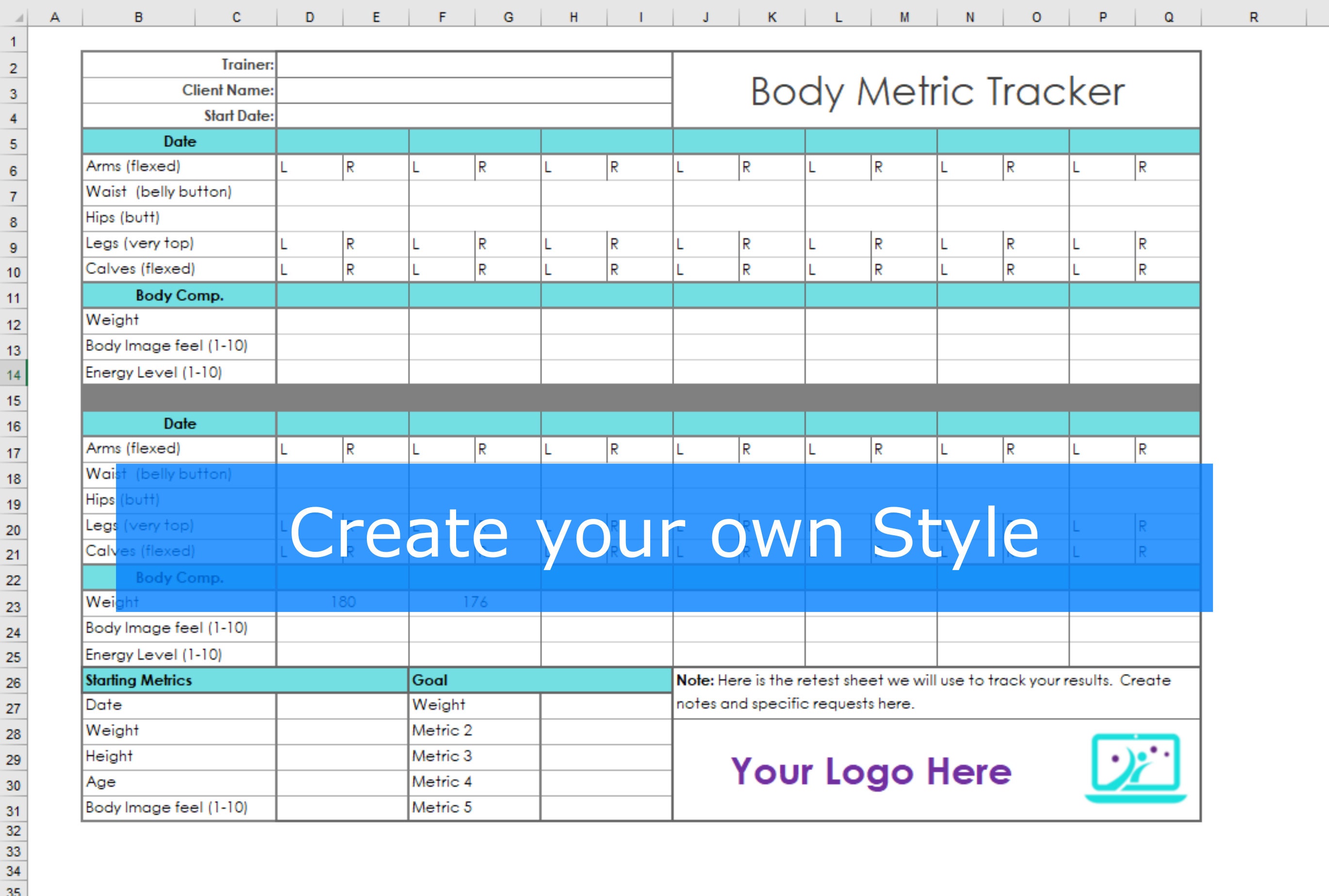 Results Tracker | EDITABLE Excel File | Workout | Printable Pdf ...