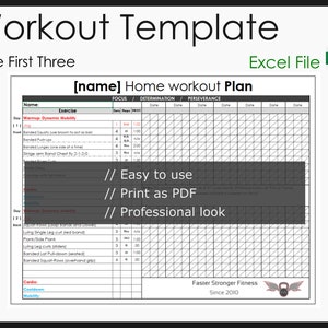 Workout Template | EDITABLE Excel File | Workout Log | Printable Pdf ...