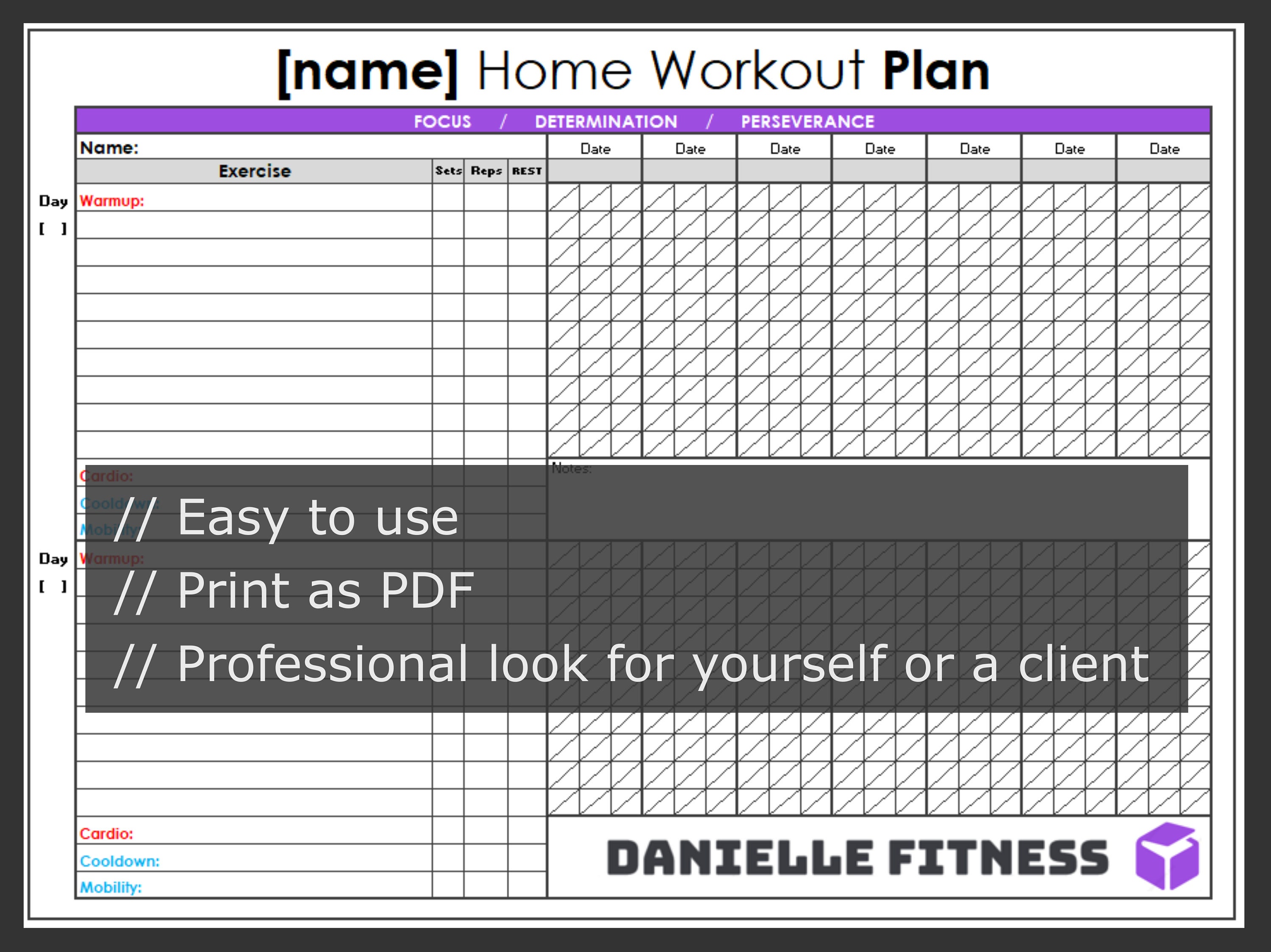 Workout Template | EDITABLE Excel File | Workout Log | Printable Pdf ...