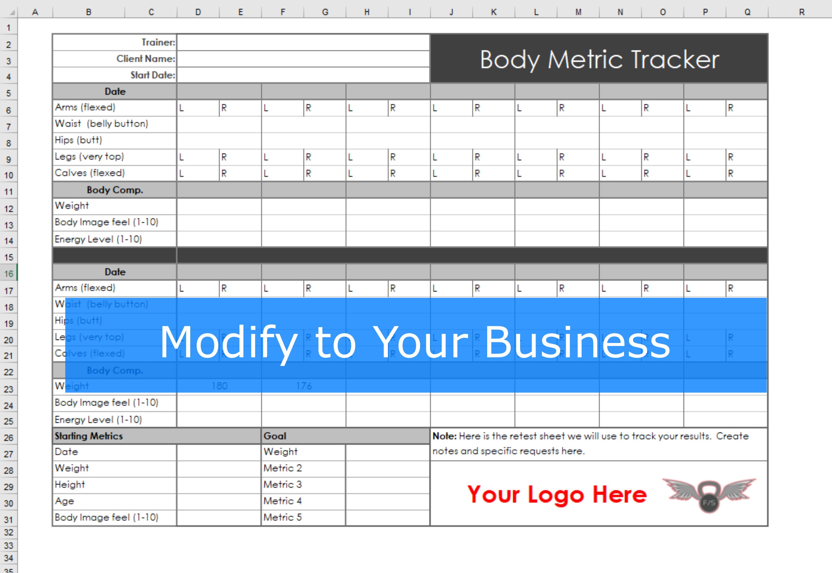 Results Tracker | EDITABLE Excel File | Workout | Printable Pdf ...
