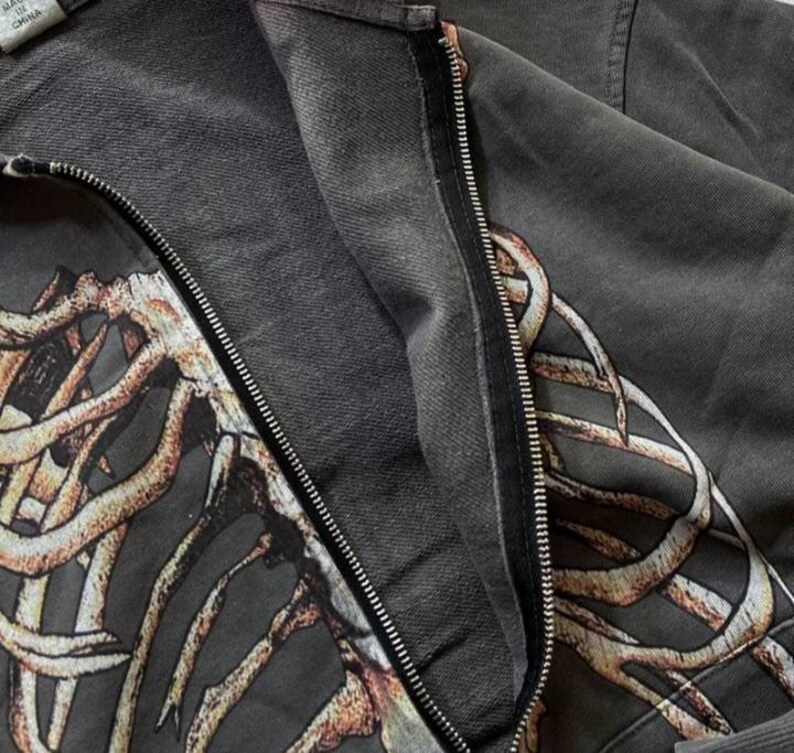 Y2K Hoodie Gothic Skeleton Ribcage X-ray Spine Bones Print - Etsy