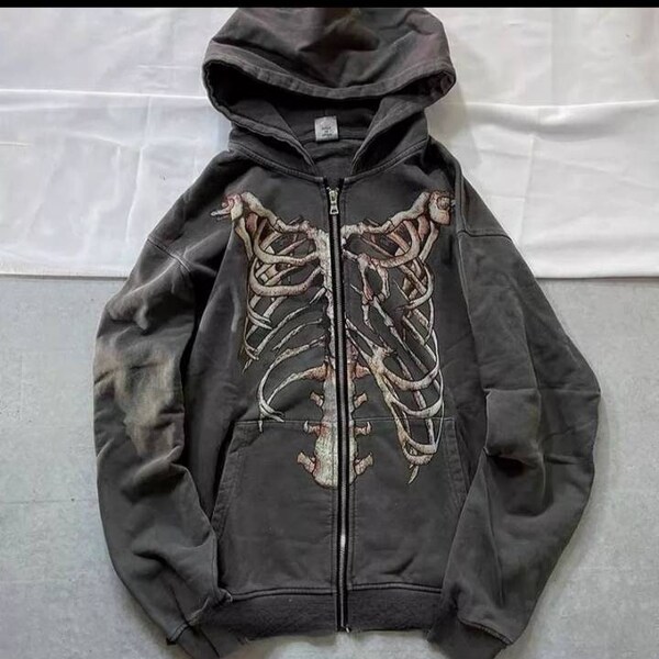 Y2k Gothic Skeleton Sweatshirt Oversized Hoodie - Etsy