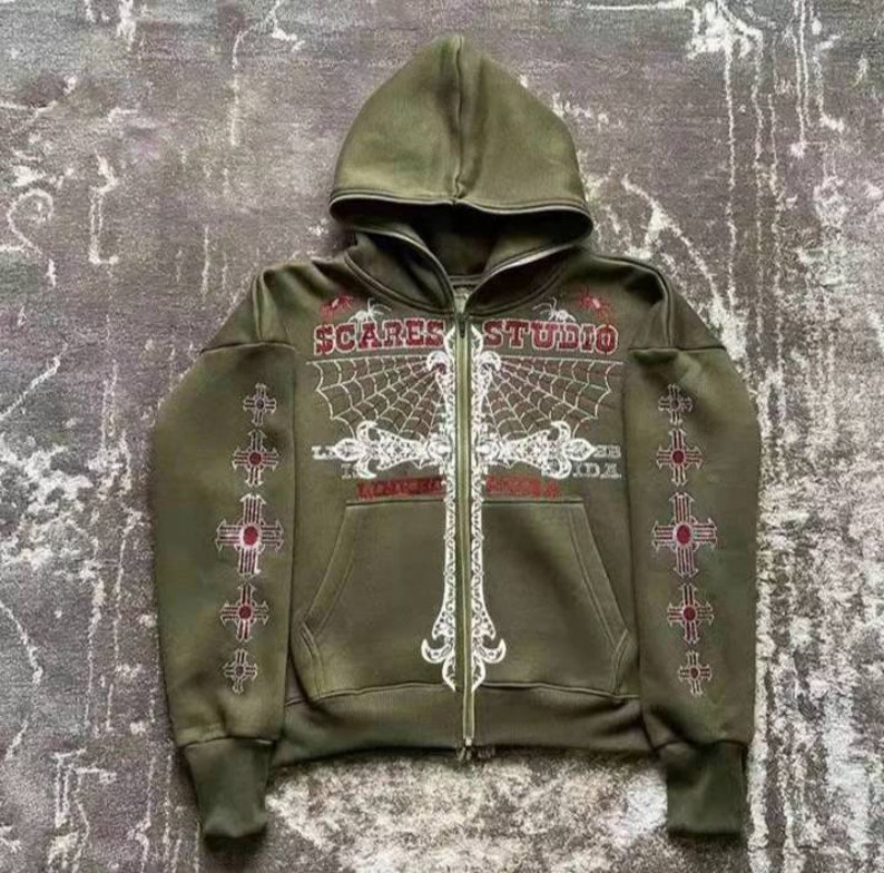 2022 New Hoodie Y2K Spiders Web Cross Camouflage Stitching - Etsy