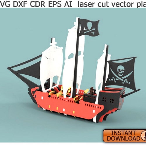 Pirate Shiplaser Cut Files Laser Cut Template Vector for - Etsy Canada
