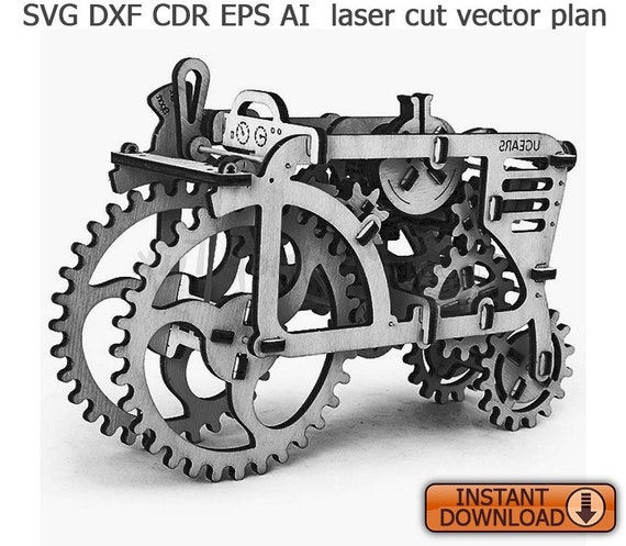 Tractor. Vector file for laser cutting CNC Wooden designer | Etsy