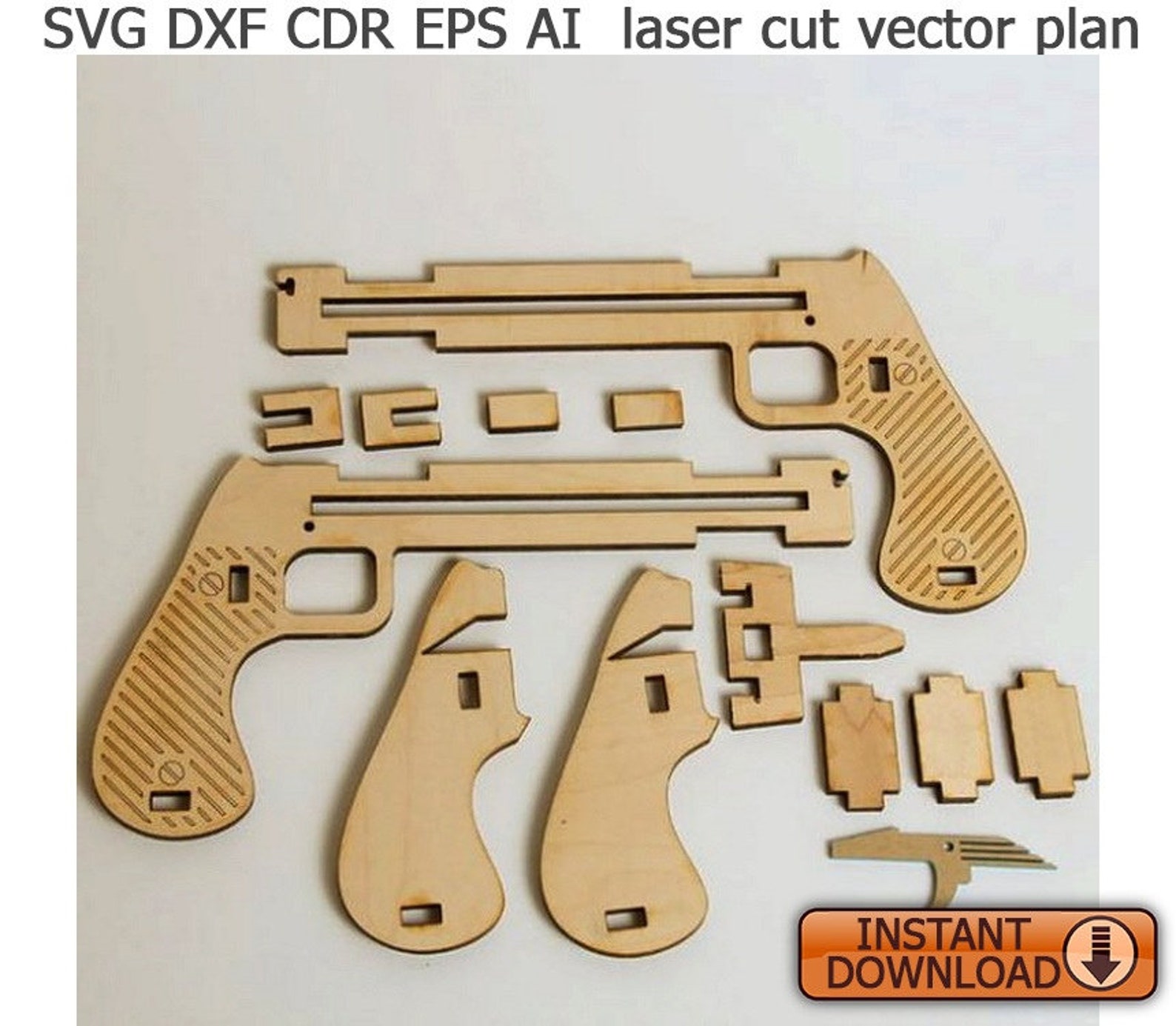 Pistol Thunder. Laser cut files SVG DXF CDR vector pattern | Etsy