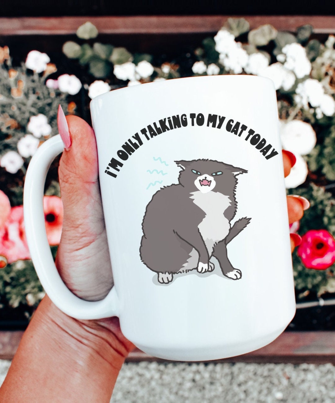 Funny Cat Mug, Introvert Coffee Cup, Cat Lover Gift, I'm Only Talking ...