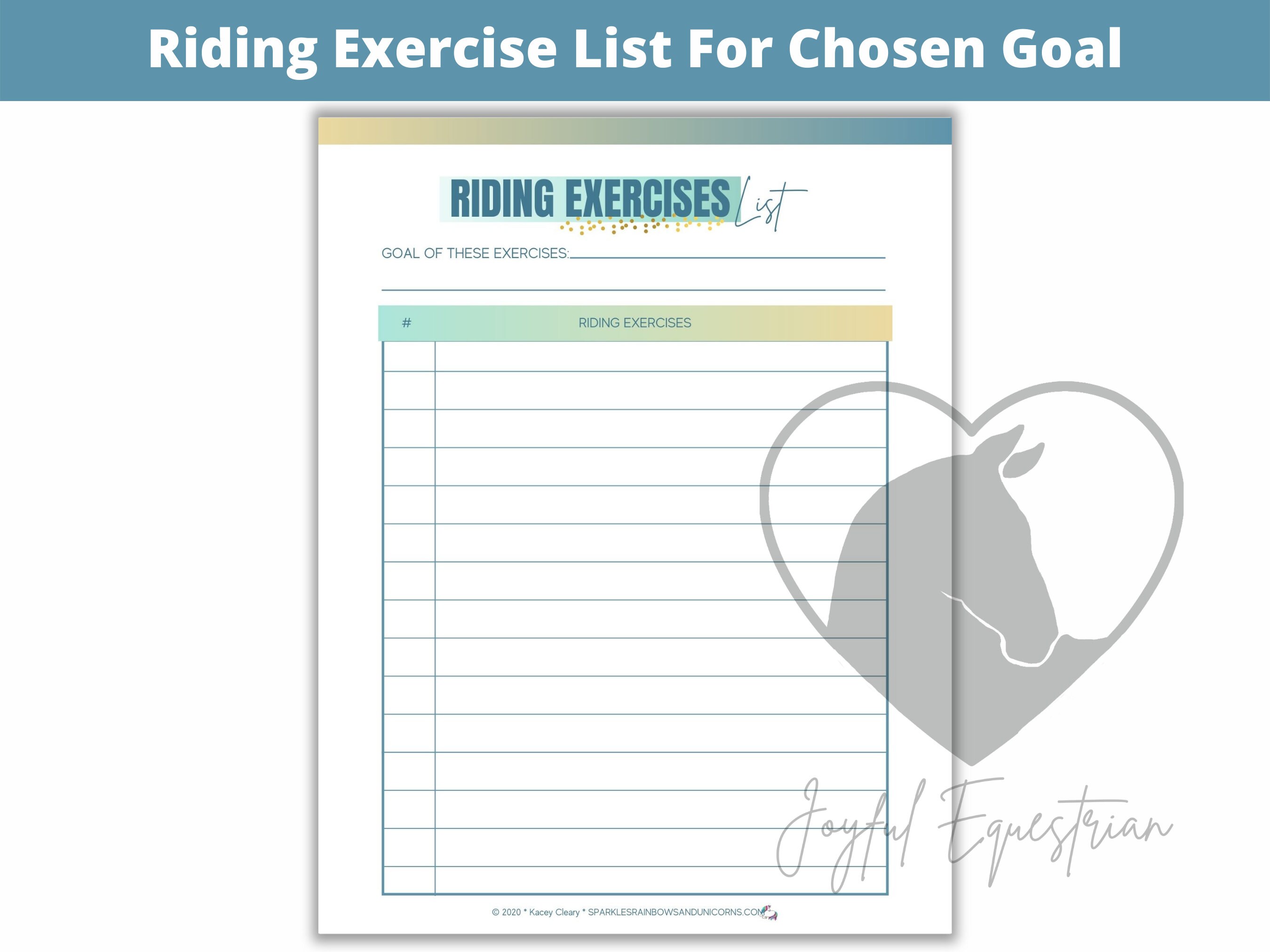 Joyful Equestrian Horse Riding Planning Pages | 9 Page Downloadable PDF ...