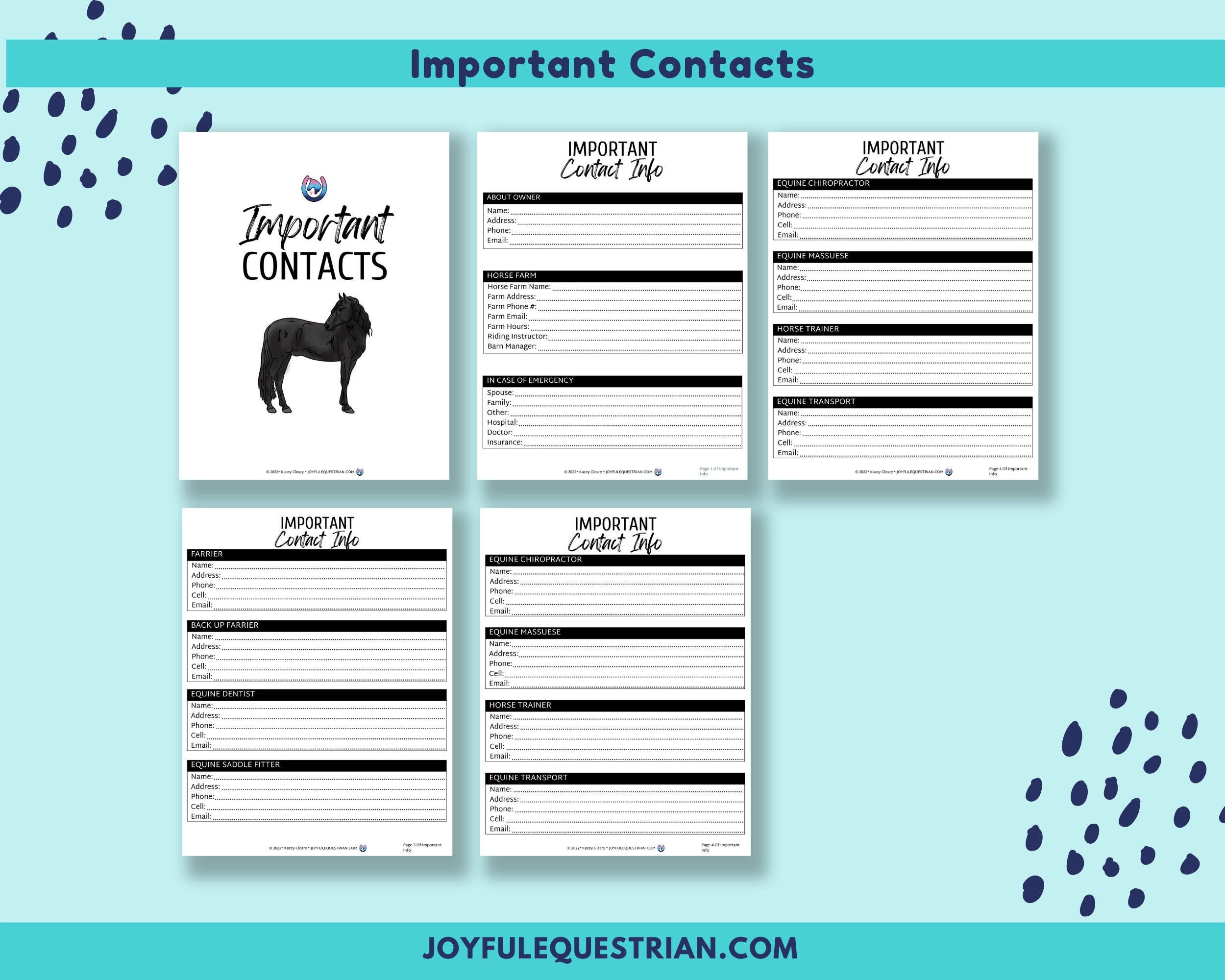 Equine Record Keeping Journal: Horse Care Planner (printable PDF) - Etsy