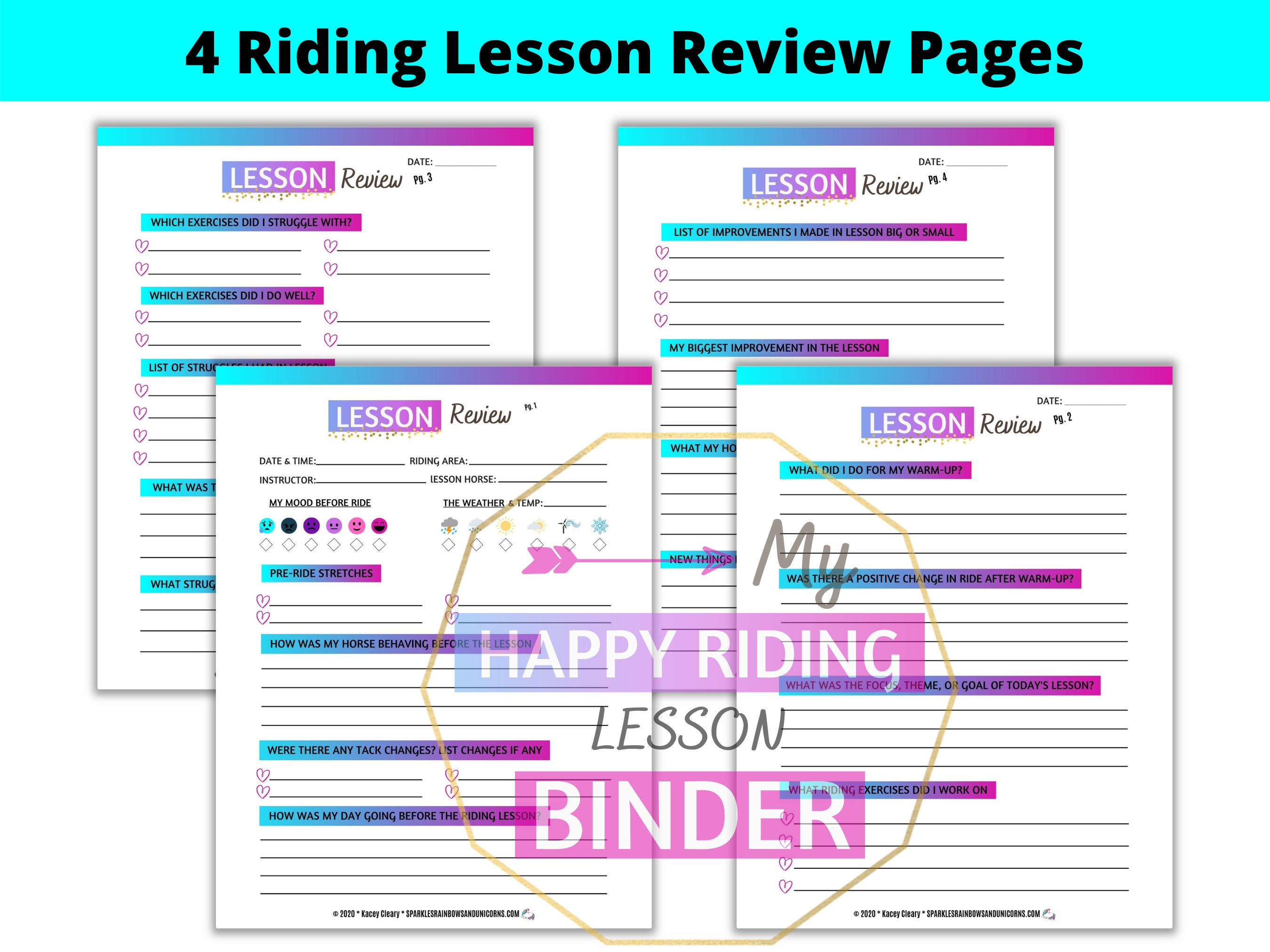 Horse Riding Lesson Journal Pages | 15 Page Downloadable PDF | Part of ...